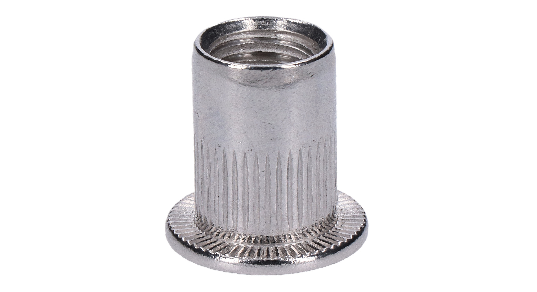 Nerezová límcová nitovacia matica M12, zapustená hlava, ryhovaný driek ...